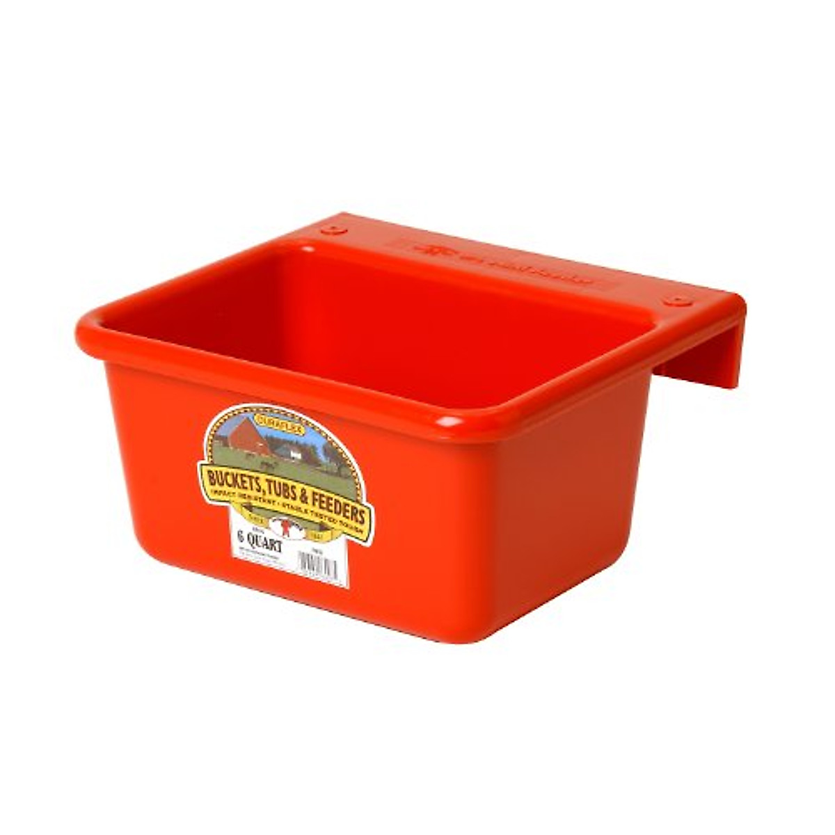 Little Giant® Plastic Mini Feeder | Fence Feeder | Goat Feeder | Durable & Mountable Bucket for Livestock | Made in USA | 6 Quart | Red