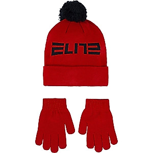 Nike Big Kids' Elite Beanie and Gloves Set (One Size, University Red/Black)