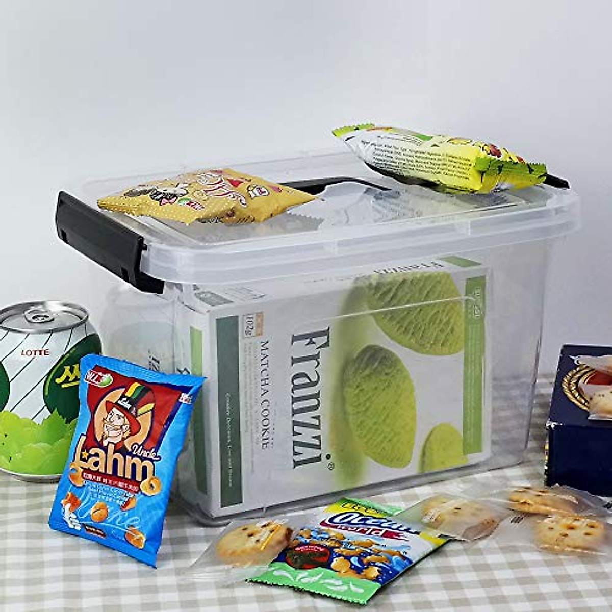 Sosody 6 Quart Plastic Storage Bins with Handles, Small Clear Lidded Storage Bins, 6 Packs