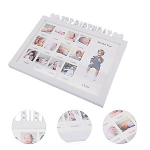 Kisangel Babys First Year Frame 12 Month Picture Frame 1st Birthday Photo Frame Picture Frame Milestone Photos Frame My First Year Picture Frame Memories Keepsake Photo Frame White