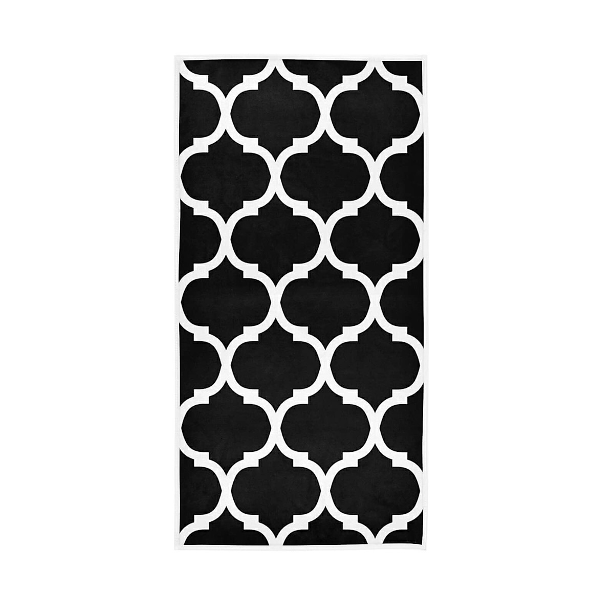 Bath Towels Hand Towels for Bathroom Washcloths Face Cloths Cotton Geometric Moroccan Black Decorative Absorbent Soft 30x15in