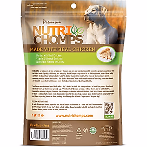 NutriChomps Dog Chews, Ear-Shaped, Easy to Digest, Rawhide-Free Dog Treats, 10 Count, Real Chicken flavor
