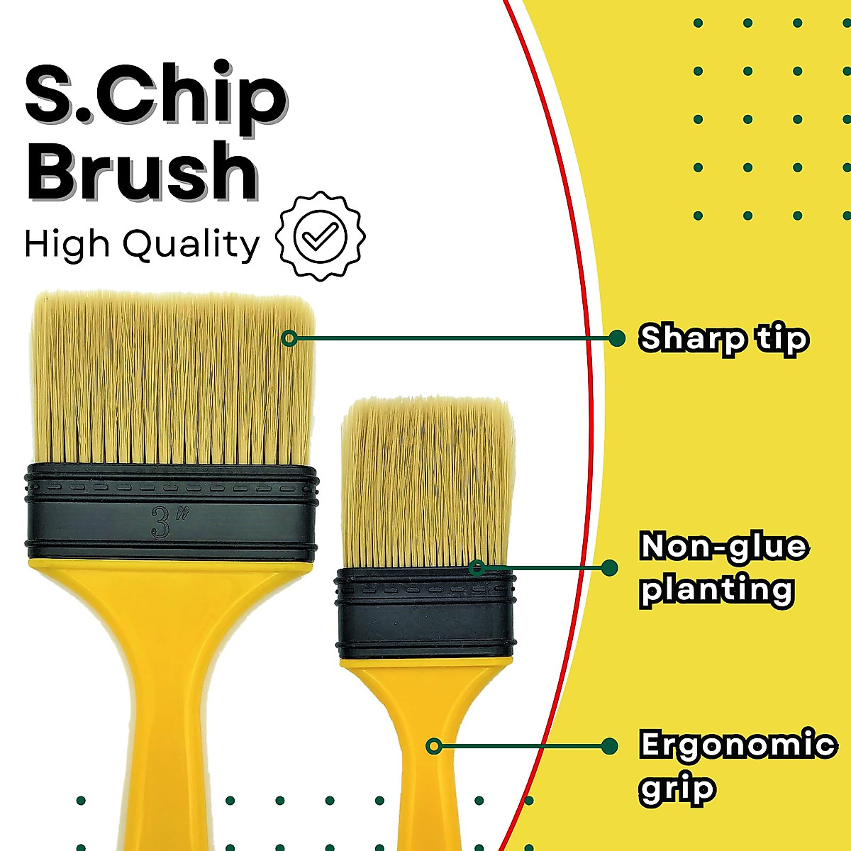 PANCLUB Not Chip Brush, Paint Brushes for Walls 5 pcs, Chip Brush Set, 1, 1, 2, 2, 3 inch, Chalk Paint Brush for Furniture, Wax Brush, Disposable Brush, Trim Paint Brushes, Varnish Brush