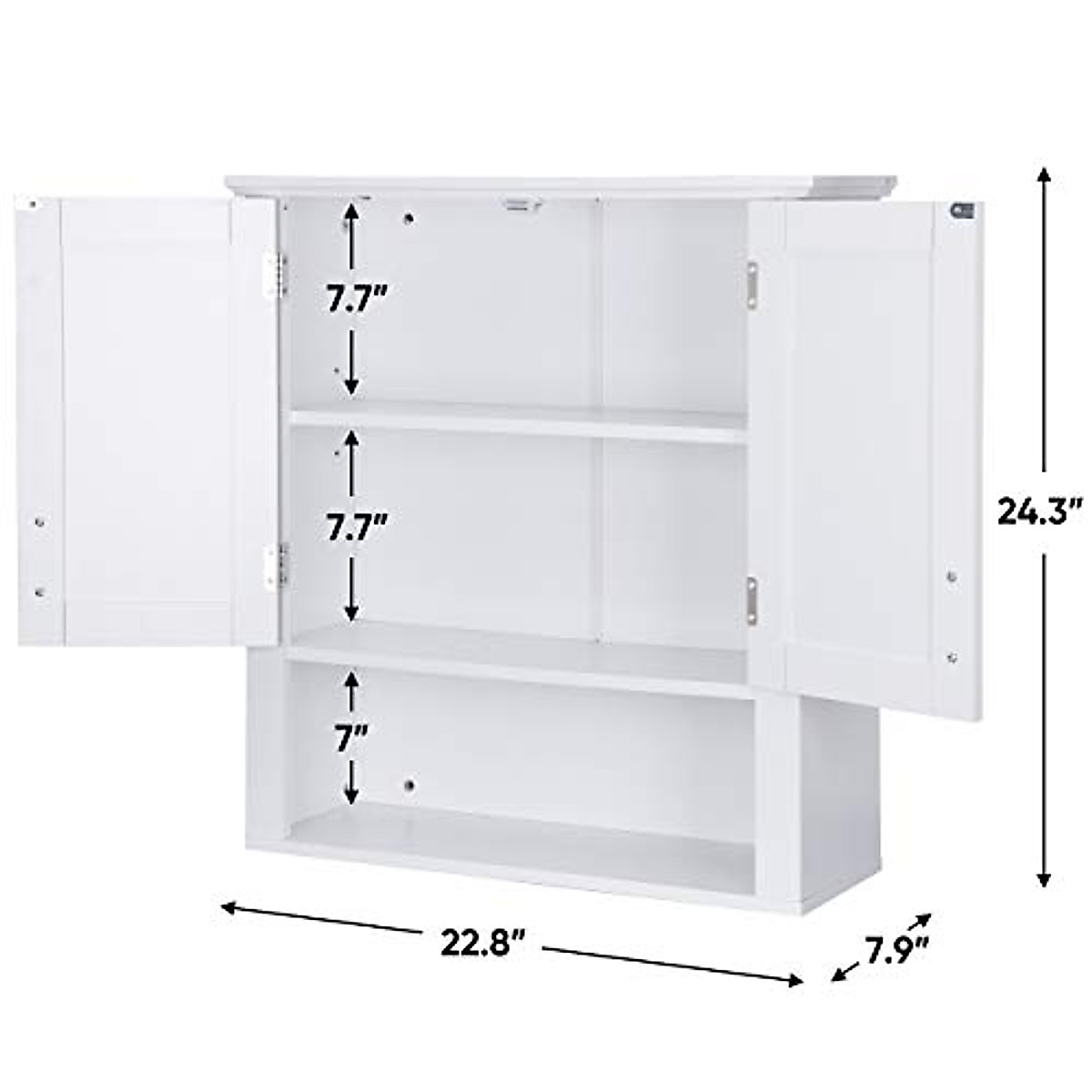 LEMY 2-Door Bathroom Surface Mount Medicine Cabinet, Wood Hanging Cabinet with Adjustable Shelves & Open Storage Over The Toilet for Bathroom Kitchen Bedroom