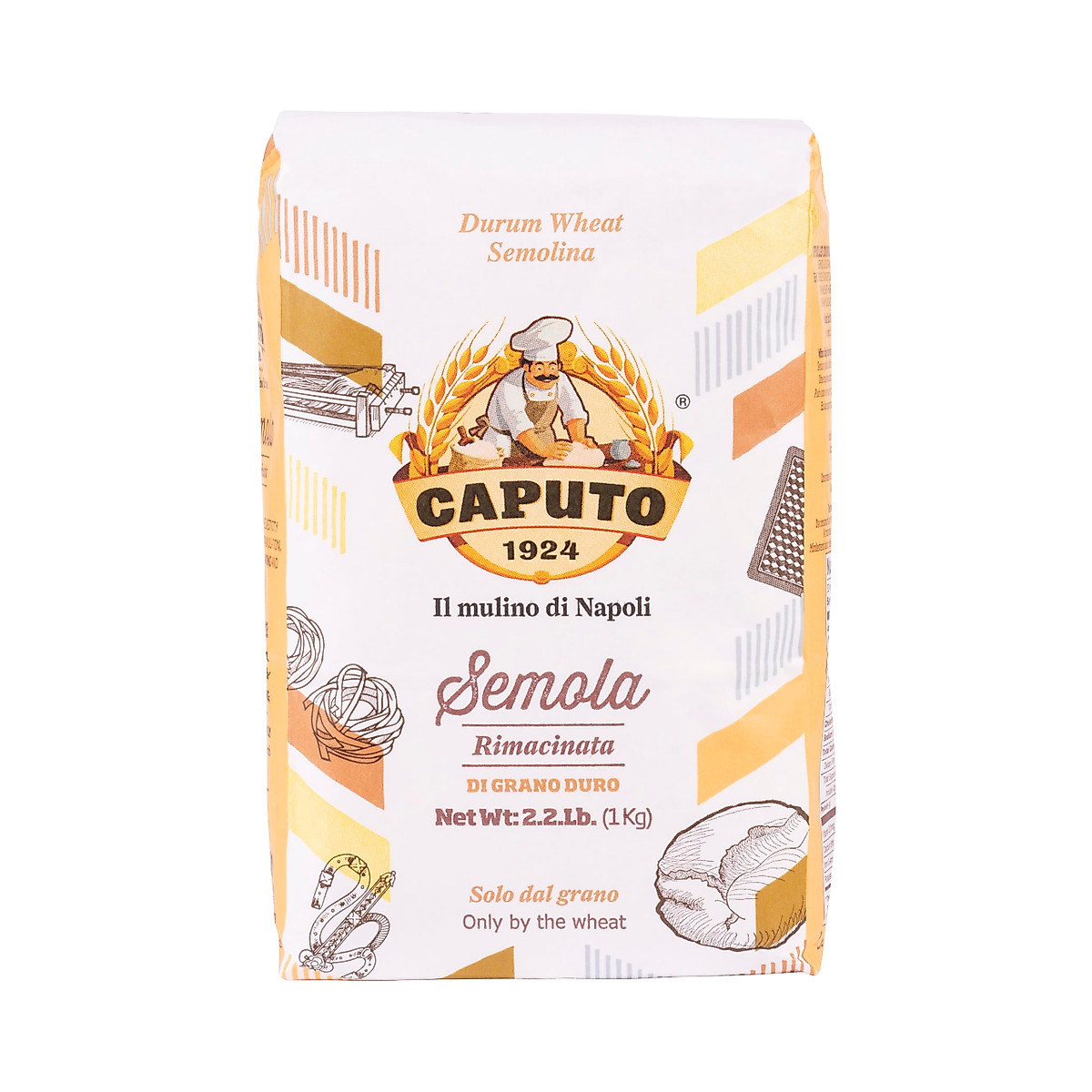 Antimo Caputo Semolina Flour 2.2 LB (Pack of 2) Bulk Italian Durum Semola Flour - All Natural Dough for Fresh Pasta