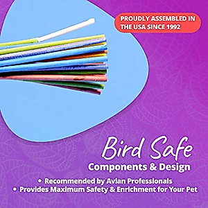 Super Bird Creations SB301 Chewable Paper Party Bird Toy with Colorful Lollipop Sticks, Large Size, 6.5” x 1.5” x 1.5”,Varies