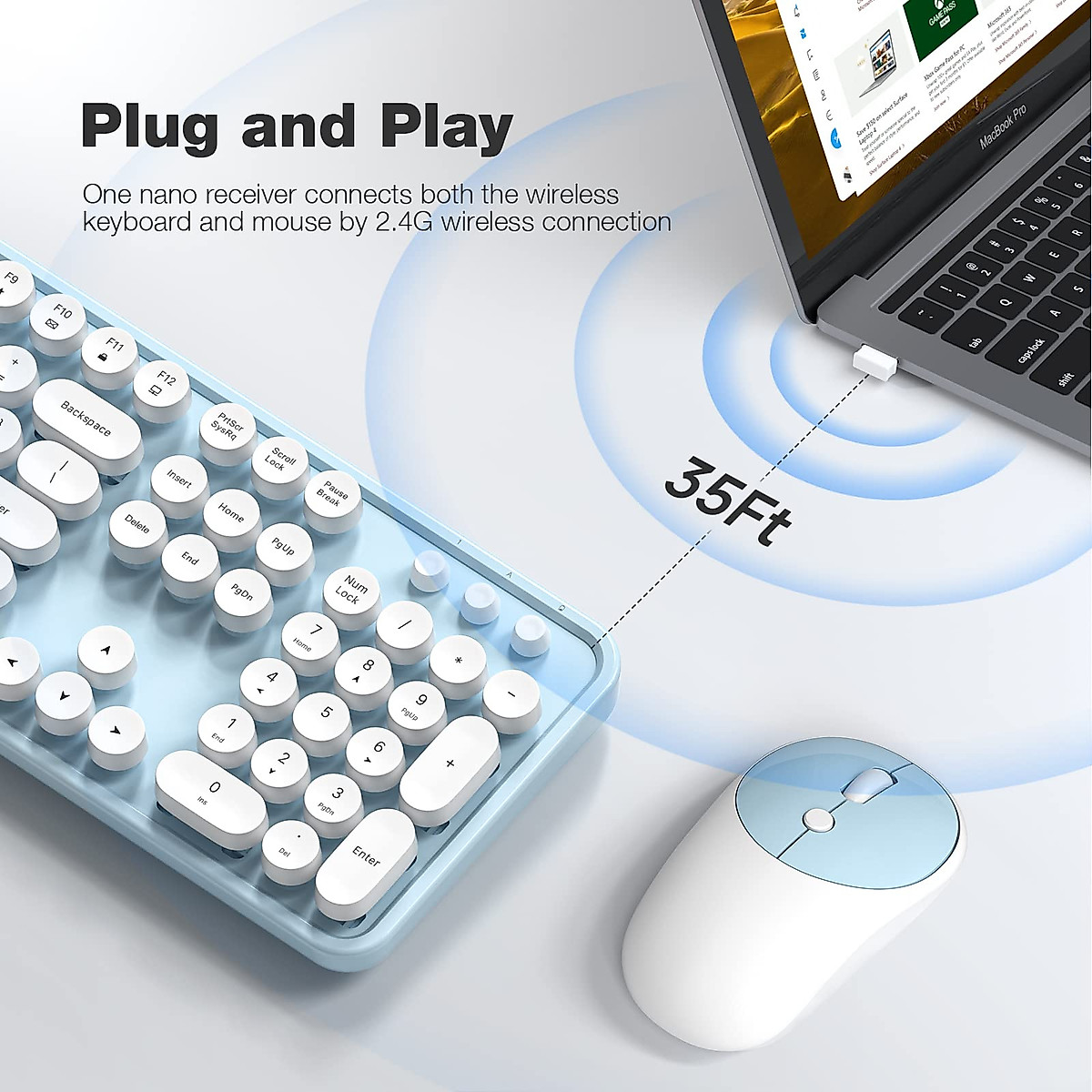 GEEZER Wireless Keyboard and Mouse Combo - Colorful Design