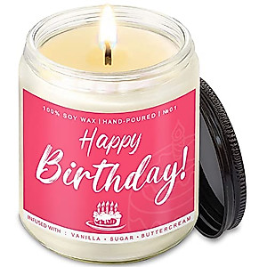 Happy Birthday Candle Gifts for Women - Unique Gift for Best Friend - Vanilla Sugar and Buttercream Candles Gift idea for Her Sister Mom Coworker Classmate Bestie Present 7 oz