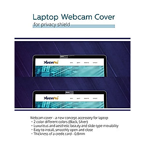 XtremPro Webcam Cover Privacy Shield for Computer, Mac, MacBook Pro, iMac, Laptop, Surfcase Pro, Phone, 0.03 in Ultra Thin Camera Blocker Privacy Shield - Black/Silver (Black)