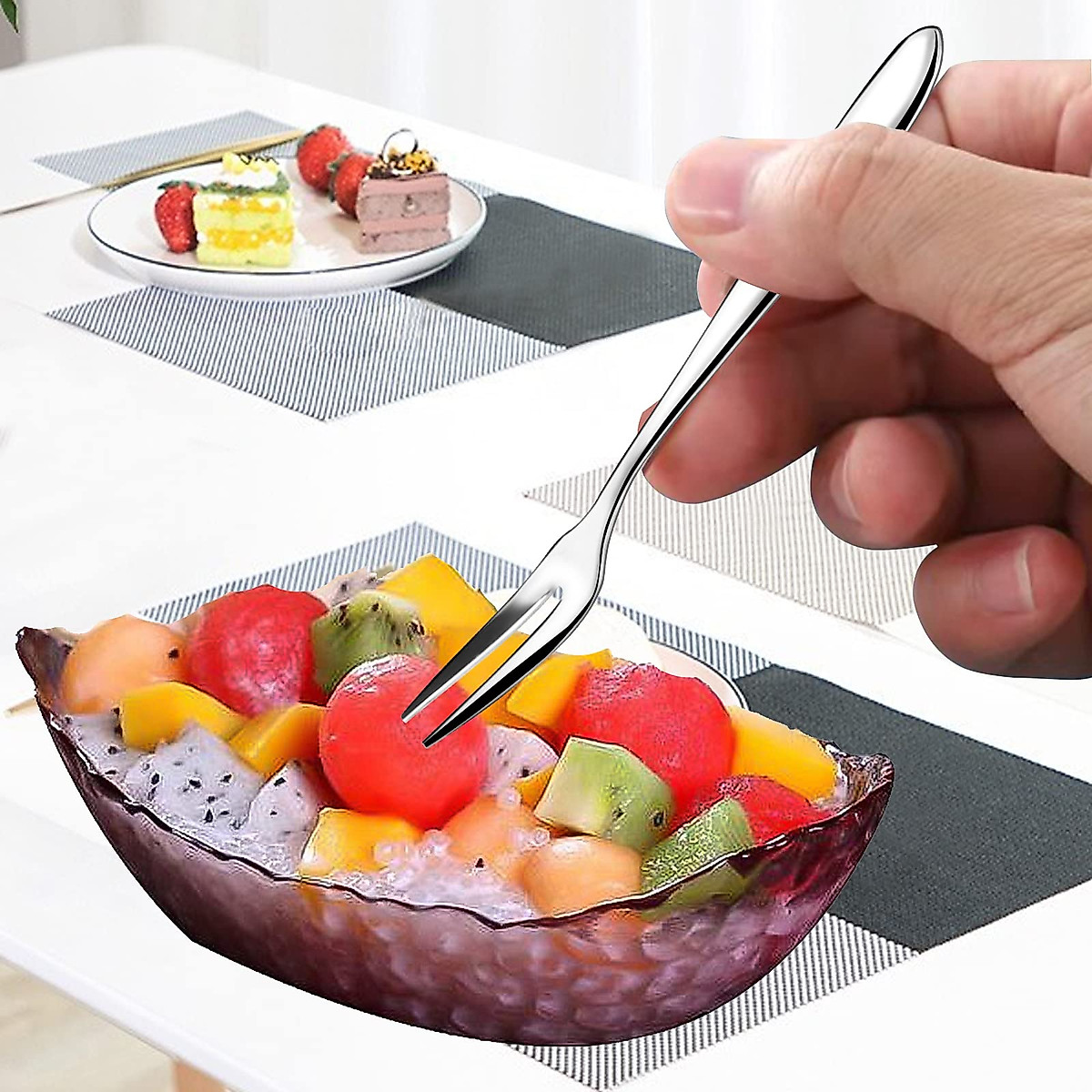 4pcs Escargot Forks Set for Dessert Cake Fruit Salad Appetizer Cocktail Crab, Stainless Steel Metal Small Tasting Pastry Forks Mirror Polished, Silver Table Dinner Forks Dishwasher Safe for Party