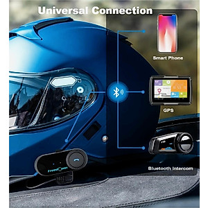 FreedConn Motorcycle Communication System Bluetooth 5.0 T-COMVB Music Sharing Helmet Bluetooth Headset for Motorbike Skiing 2~3 Riders Pairing/ 800M Intercom 1 Pack Changeable Hard & Soft Mic