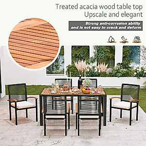 ARTBUSKE 7 Pieces Outdoor Table and Chairs Outdoor Patio Furniture Set Wicker Patio Dining Sets for 6 Patio Table and Chairs Set Outdoor Furniture Set for Garden Yard Porch Poolside