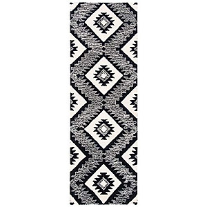 SAFAVIEH Aspen Collection 2'3" x 7' Charcoal / Black APN813Z Handmade Moroccan Boho Tribal Wool Runner Rug