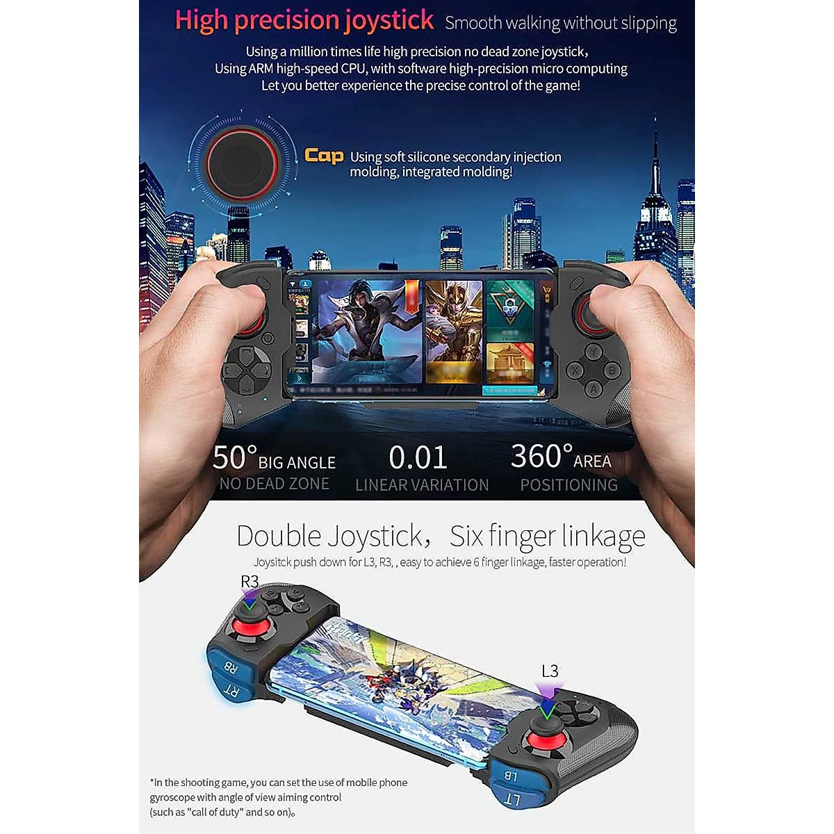 Megadream Gamepad Controller for iOS, Wireless Gaming Gamepad Joystick for iPhone 13/12 Pro/Mini, iPhone 11/11 Pro/Max, iPhone Xs, XR X, 8 Plus, iPad, MacBook, iOS 13.4+ - Direct Play (Black+Bluered)