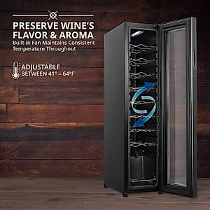 Ivation 18 Bottle Compressor Wine Cooler Refrigerator w/Lock | Large Freestanding Wine Cellar For Red, White, Champagne or Sparkling Wine | 41f-64f Digital Temperature Control Fridge Glass Door Black