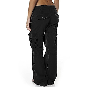 Canbebig High Waisted Cargo Pants Women Baggy Straight Wide Leg Pants Casual Loose Trousers with Multi-Pockets Y2K Streetwear