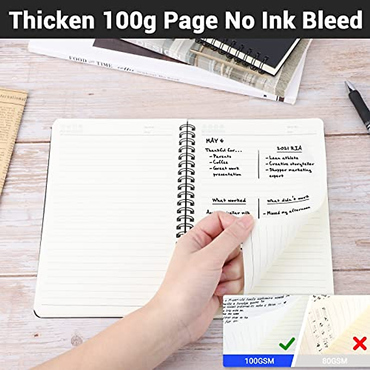 EUSOAR Spiral Lined Notebook, A5 3packs 5.5"X8.3" 120 Pages Hardcover Lined Travel Writing Journal, Notepad Sketchbook, Students College Office Business Subject Diary Ruled Spiral Book Journal-Black