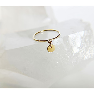 Gold Disc Charm Ring, Anxiety Fidget Ring, Spinner Fidget Ring, Smooth Textured Thin 14K Gold-Filled Band, Dainty Stackable Ring, Jewelry Inspirations