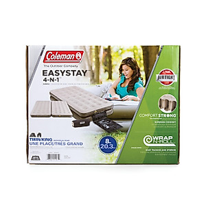 Coleman EasyStay Plus Single-High 4-in-1 Convertible Twin Air Mattress, Ideal for Camping and Home Use