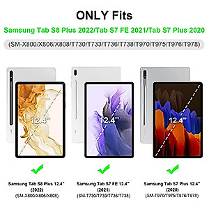 CaseBot Shockproof Case for Samsung Galaxy Tab S8 Plus 2022/S7 FE 2021/S7 Plus 2020 12.4 inch with Screen Protector, 360° Rotating Kickstand Rugged Heavy Duty Hybrid Cover w/Hand Shoulder Strap,Black
