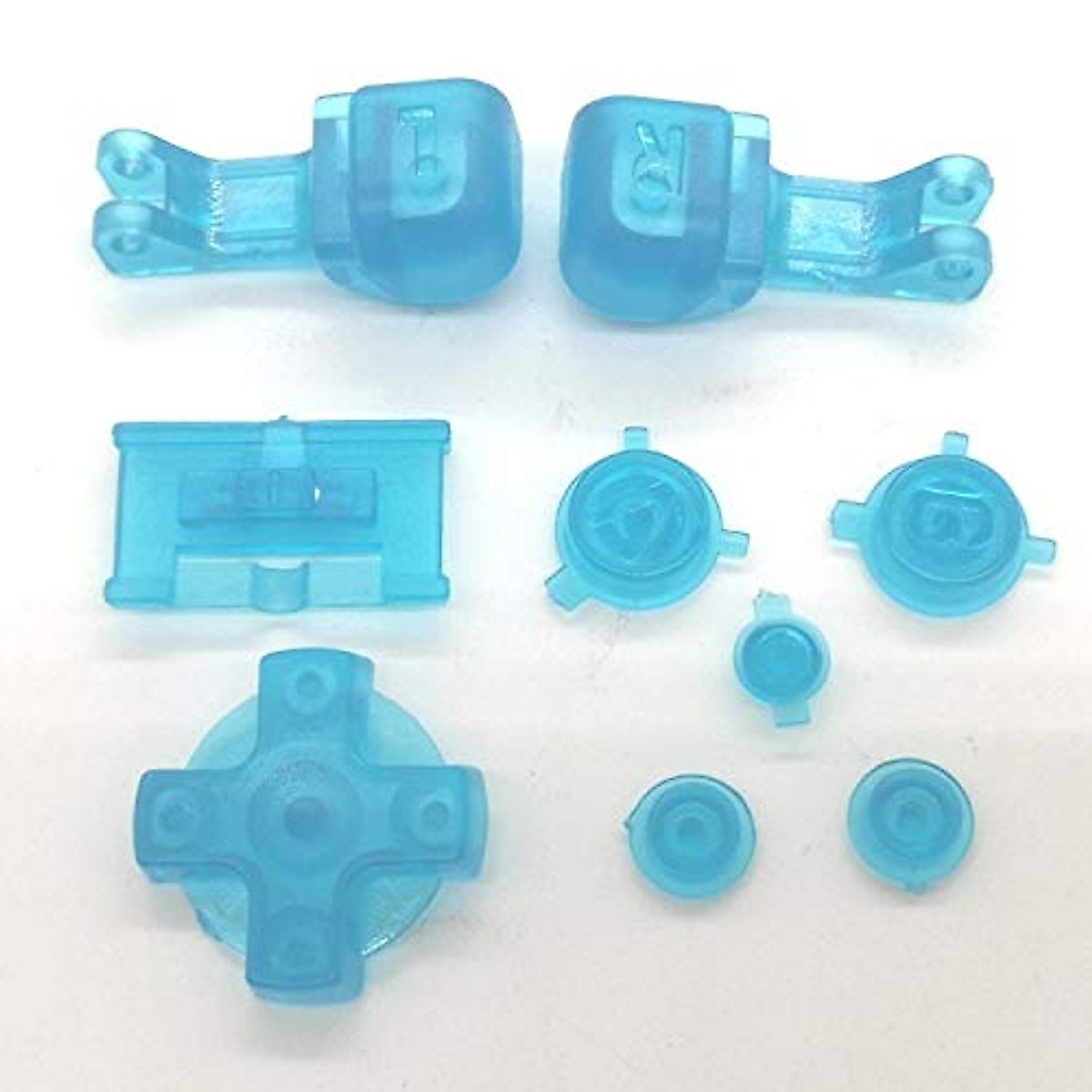 Plastic A B Select Start L R Buttons D Pad for Gameboy Advance SP GBA SP Full Button Set Transparent Light Blue