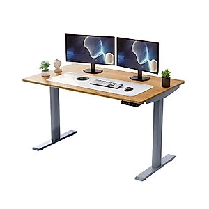 Rise UP Electric Standing Desk adjustable height desk 27-47" dual motor one piece 60x30" bamboo desktop height adjustable desk adjustable standing desk stand up desk sit to stand desk rising desk