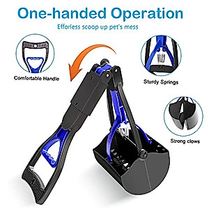 UPSKY Pet Pooper Scooper for Dogs, Foldable Dog Pooper Scooper with Long Handle, Pooper Scooper with bag, Durable Spring and Premium Materials, Pet Waste Pick Up for Grass, Dirt, Gravel