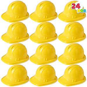 JOYIN Construction Hard Hats, 24 Pcs Toy Plastic Kids Party Hats, Yellow, for Children Construction Birthday Party, Building Theme Party Favors