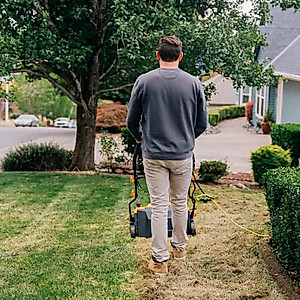 Rock&Rocker 2-in-1 16INCH Dethatcher Scarifier, 15 Amp Electric Lawn Dethatcher, 5 Working Depth Adjust, 48.4QT Removable Collection Bag, for Lawn Health, Yellow (REDM16A)