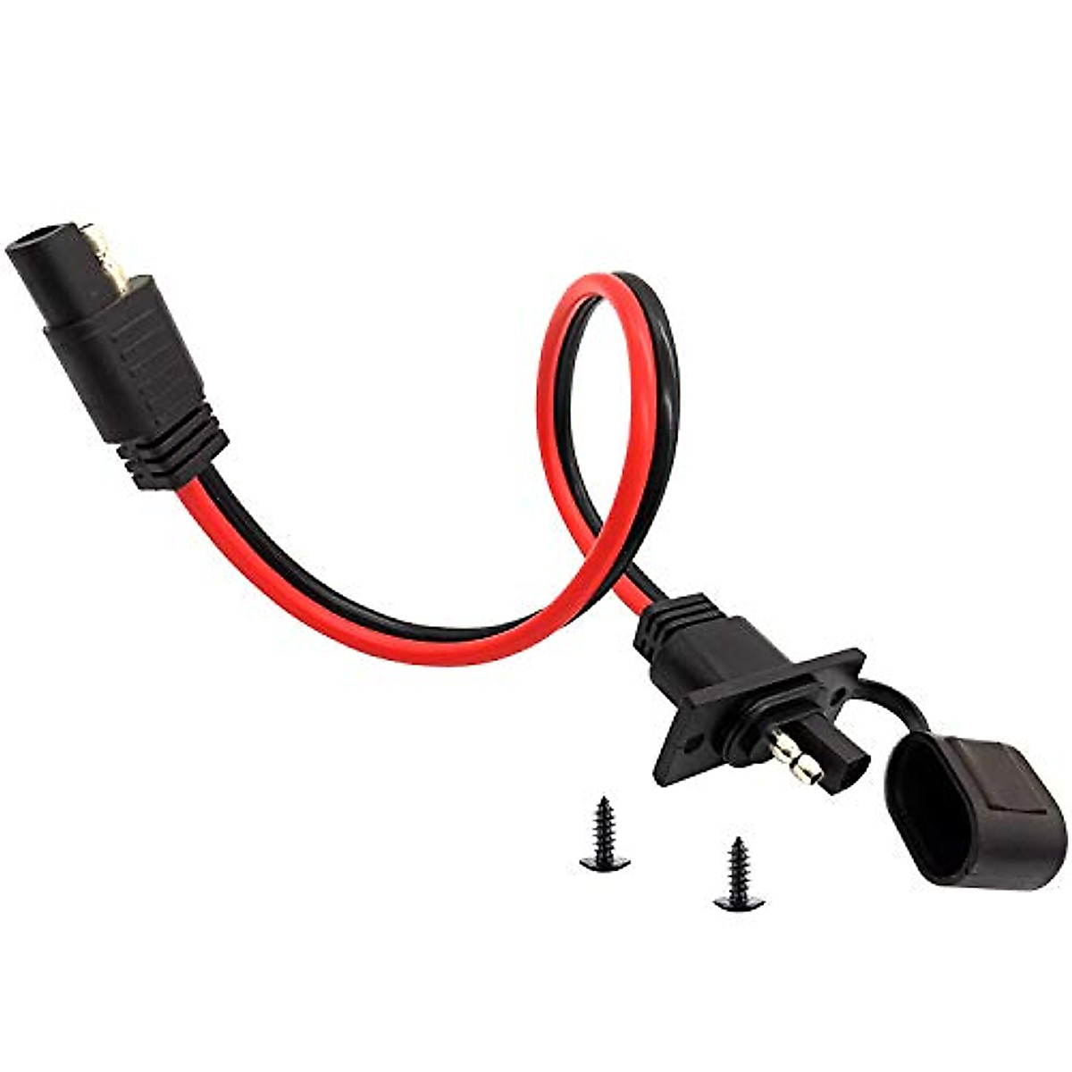 AYECEHI 12AWG SAE Cable,SAE to SAE Solar Weatherproof Socket Sidewall Port,SAE Cable Quick Disconnect Connect Panel Mount Universal Flush Mountable Connector - with Mounting Screws [Male to Male]