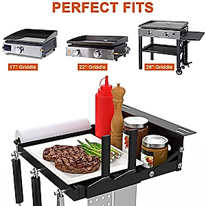 Grill Side Shelf for Blackstone 17" 22" 28" Griddle, Griddle Accessories for Blackstone 17 Inch 22 Inch 28 Inch Table Top Griddle, Black