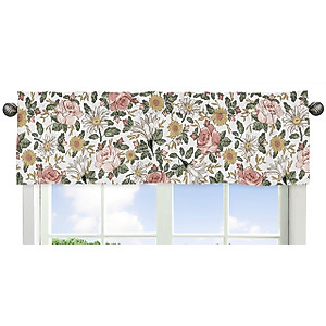 Sweet Jojo Designs Vintage Floral Boho Baby Girl Nursery Crib Bedding Set - 11 Pieces - Blush Pink, Yellow, Green and White Shabby Chic Rose Flower Farmhouse