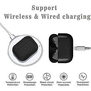 Black Wireless Charging Case Replacement Compatible for Air Pod Pro Charging Case with Bluetooth Pairing Sync Button