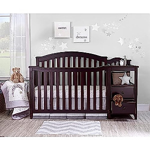 SORELLE FURNITURE Berkley Crib and Changer with Slat Panel Back Classic -in- Convertible Diaper Changing Table Non-Toxic Finish Wooden Baby Bed Toddler Childs Daybed Full-Size Nursery - Espresso