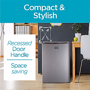 BLACK+DECKER BCRK25V Compact Refrigerator Energy Star Single Door Mini Fridge with Freezer & EM031MB11 Digital Microwave Oven with Turntable Push-Button Door, Child Safety Lock