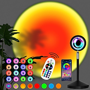 Streamlet Sunset Lamp, 16 Colors Sunset Projection Lamp with Remote, Multiple Colors Night Light for Living Room Bedroom Holiday Decoration, USB Port--Color Changing & Fade Mode