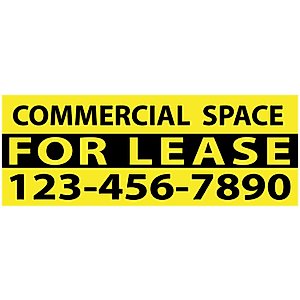 BannerBuzz Commercial Space for Lease Vinyl Banner 11 oz with Metal Grommets & Hemmed Edges for Decoration, Business, Outdoor, Events, Office (48" X 18")