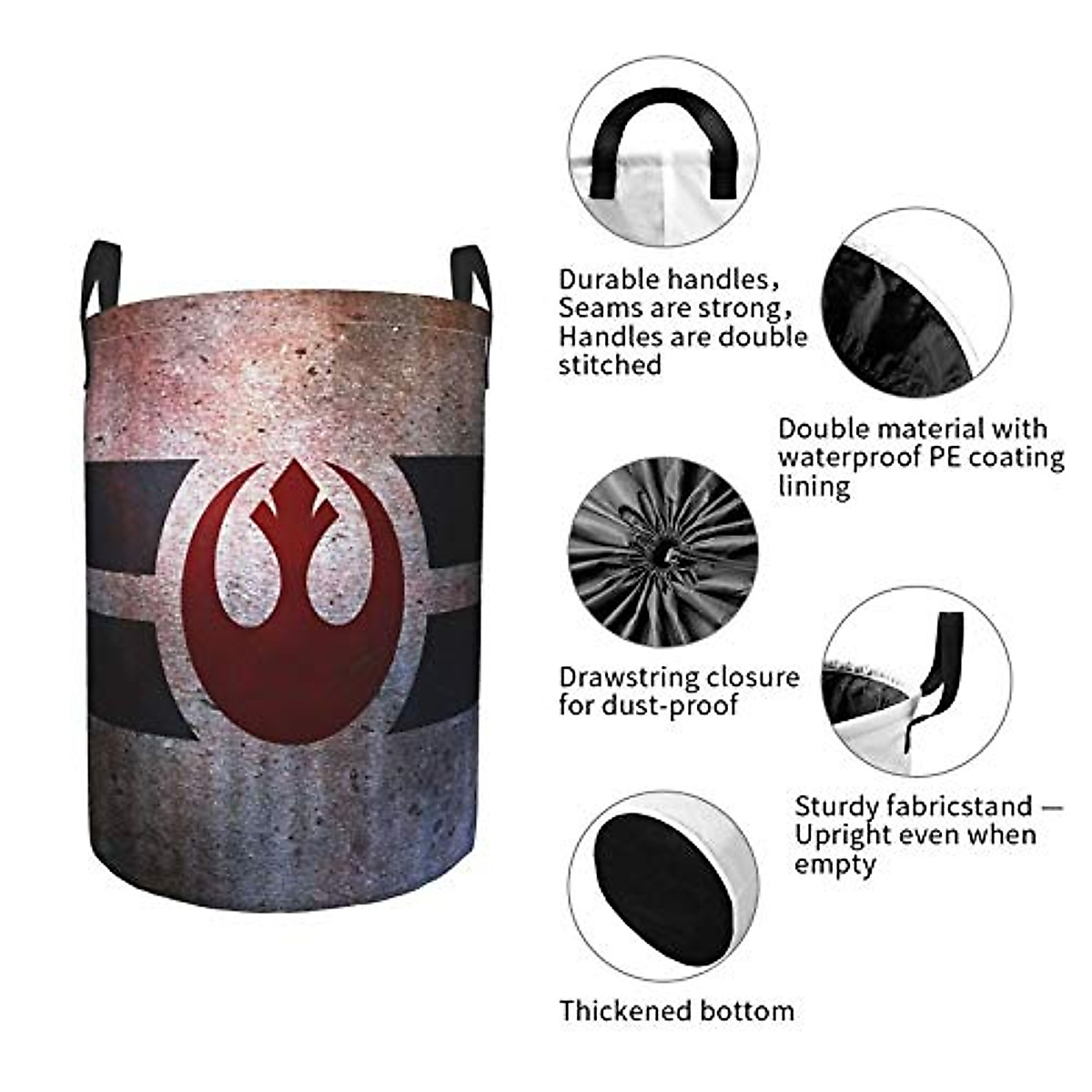 Laundry Hamper Larger Capacity Collapsible Dirty Cloth Hampers St-Ar-Wa-Rs Reb-El Alli-Ance Laundry Basket Freestanding Clothes Toy Storage Decorative Organizer In Living Room