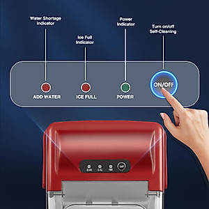 R.W.FLAME Ice Makers Countertop, Portable Ice Maker Machine with Self-Cleaning, 26.5lbs/24Hrs, 6 Mins/9 Pcs Bullet Ice, Ice Scoop and Basket, Handheld Ice Maker for Kitchen/Home/Office/Party,Grey