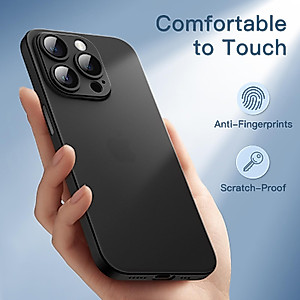 JETech Ultra Slim Case for iPhone 14 Pro Max 6.7-Inch, Camera Lens Cover Full Protection, Lightweight Matte Finish PP Hard Minimalist Case, Support Wireless Charging (Black)