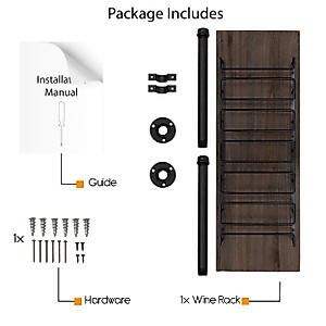 Rustic State Wall Mounted Reclaimed Wood Floating Wine Bottle Rack with Glassware Holder Stemware Shelf Storage Organizer - Home, Kitchen, Dining Room Bar Décor - Walnut