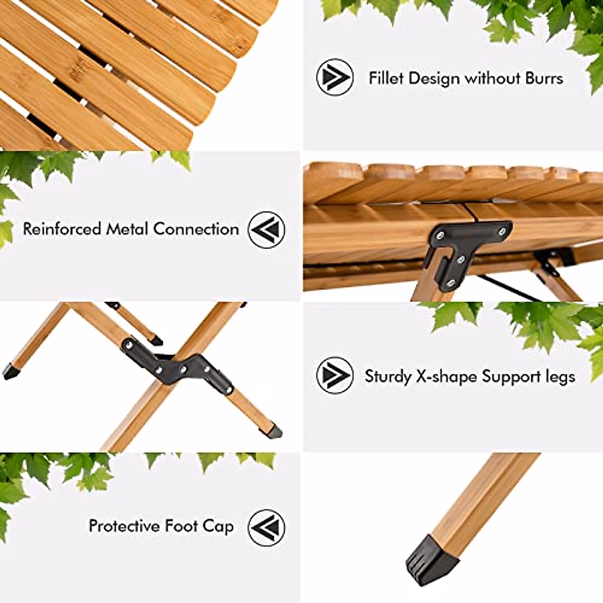 Giantex Folding Picnic Table, Wooden Roll-up Bamboo Tabletop, Portable Camping Table w/Carry Bag, Indoor Outdoor Table for Patio Garden Beach Yard, Easy Assembly (Natural)