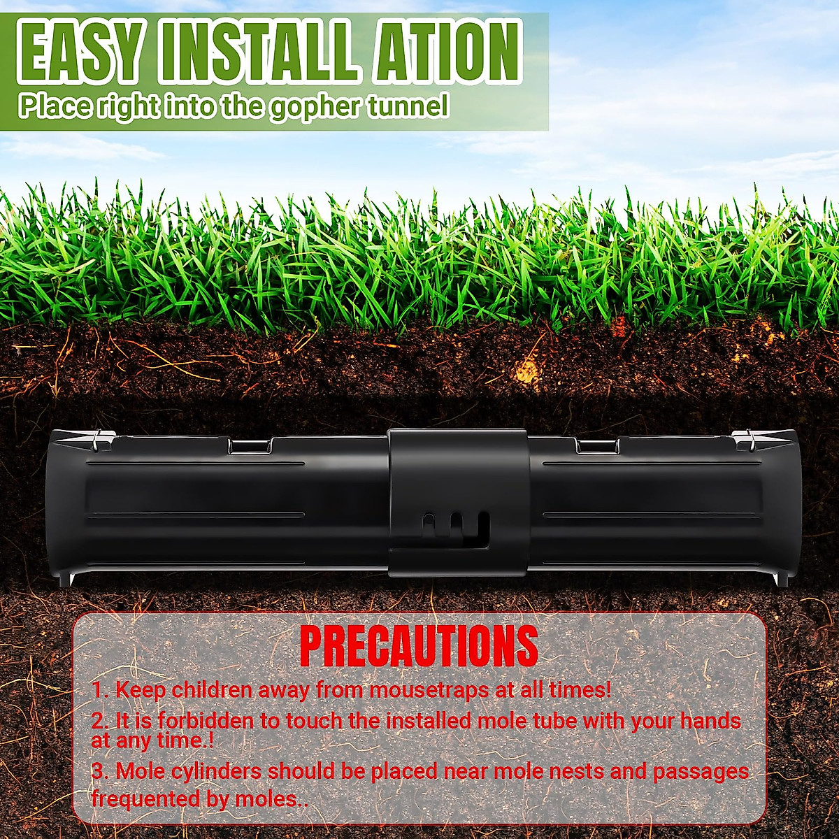 Qualirey 8 Pcs Adjustable Mole Traps for Lawns Mole Gopher Trap Killer Outdoor Mole Traps Easy Set Pocket Gopher Trap Catch and Release Live Vole Trap Mole Killer for Lawn Yard Garden Outdoor Farm