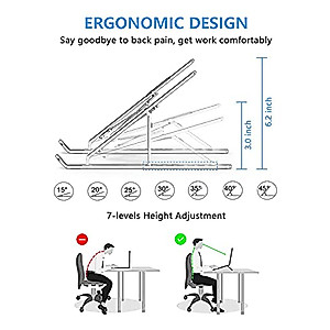 ZSIMC Laptop Stand, Adjustable Aluminum Foldable Portable Holder, Upgrade Whole Anti-Slip Silicone Pad, Laptop Riser for Desk Compatible with MacBook Air pro, iPad, Lenovo, 10-15.6” Laptop and Tablet
