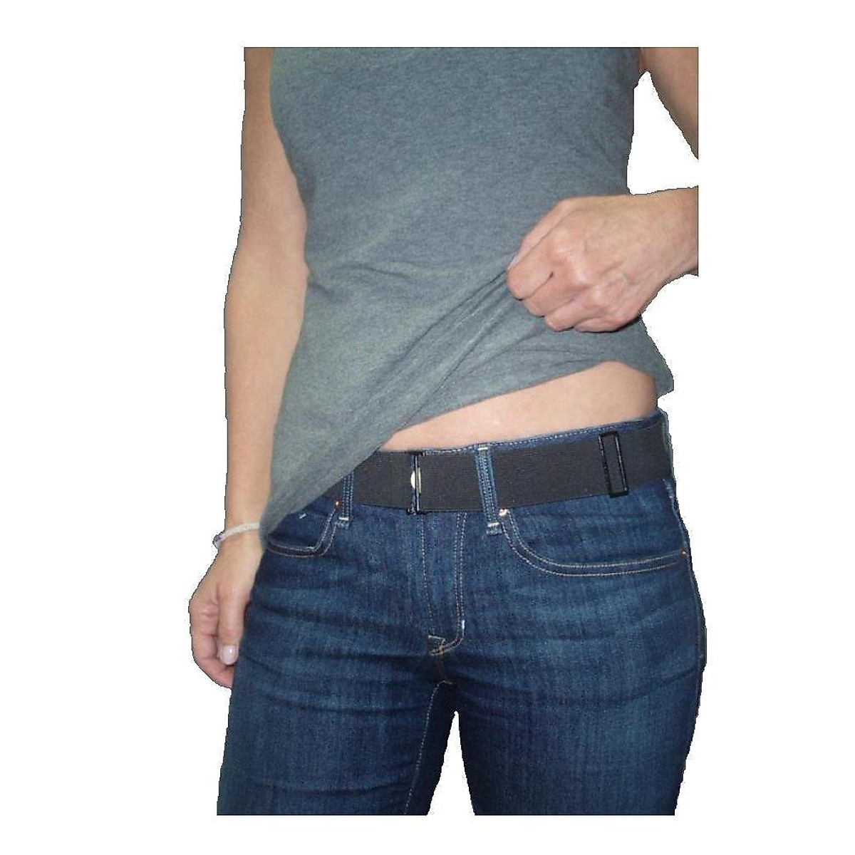 SkinniBelt For Women The Original Elastic No-Show Belt (Medium, Denim Blue) Invisible Belt With Premium Webbing Made In The USA