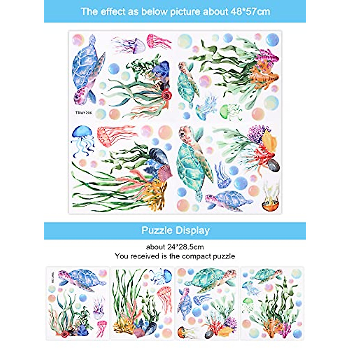 Under The Sea Wall Decals Sea Turtle Seaweed Wall Stickers Kalolary 3D Under The Sea Coral Reef Ocean Grass Bubbles Wall Decals Wall Decoration for Wall Corner Nursery Room Children Bedroom Bathroom Living Room