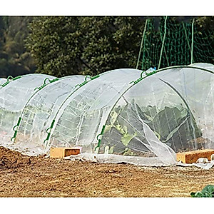 Greenhouse Hoop Kit, 8pcs 20"x 16.7" Garden Hoops for Raised Beds, 6.6ft x 13ft Plant Cover Netting with Clamps Clips, Rust Free Steel Grow Tunnel Support Frame for Outdoor Farm Low Growing Plant
