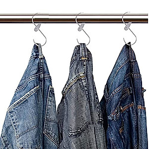 XCISSON S Hooks for Hanging Closet, Stainless Steel S Shaped Hooks with Safety Buckle Design, Heavy Duty S Hanger Hooks for Kitchen, Bathroom, Garden - 4.1 inch - 4 Pack