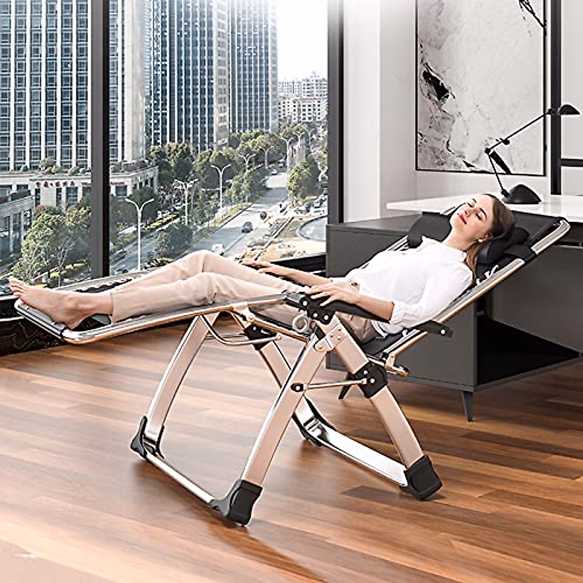 LILYPELLE Zero Gravity Chair, Folding Lounge Chair Premium Lawn Reclining Chairs Portable Chaise Lounge with Detachable Headrest and Cup Holder, Support 440 LBS