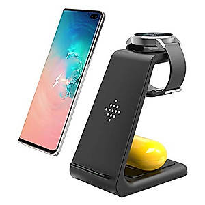 Wireless Charger Samsung 3 in 1 Qi Fast Wireless Charging Station for Multiple Devices Android Galaxy Watch 4/3/Active2/1/Gear S3,Galaxy S22/S21/S20/S10/Note20/Note10/Z Fold 3/Pixel 7/Pixel 6,Buds